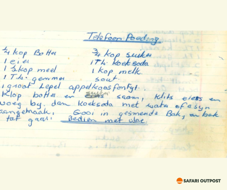 Tannie Hellen se Telefoon Poeding – Safari Outpost